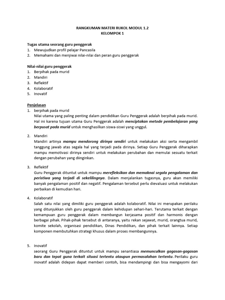 Rangkuman Materi Rukol Modul 1,2 | PDF | Pengembangan Diri | Kesehatan Holistik