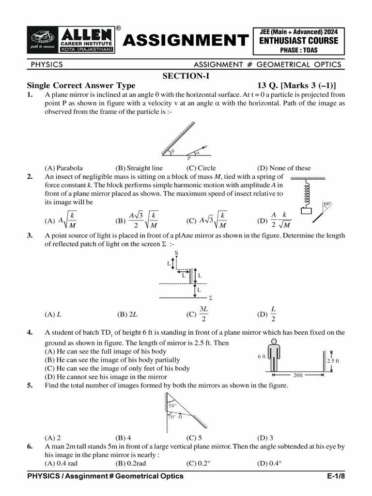 15 # Assignment (Geometrical Optics)_Eng | PDF