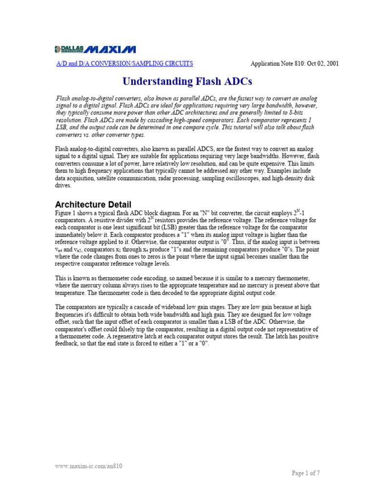 Understanding Flash ADC | PDF | Analog To Digital Converter ...