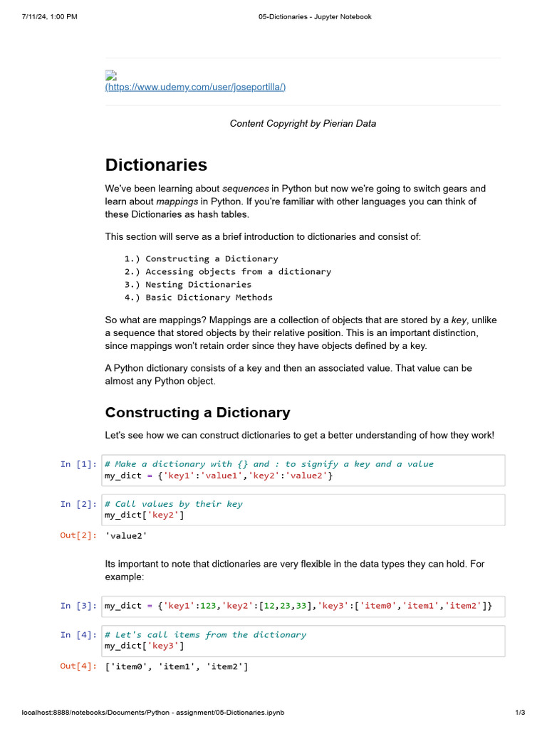 05-Dictionaries - Jupyter Notebook | PDF | Data | Data Management
