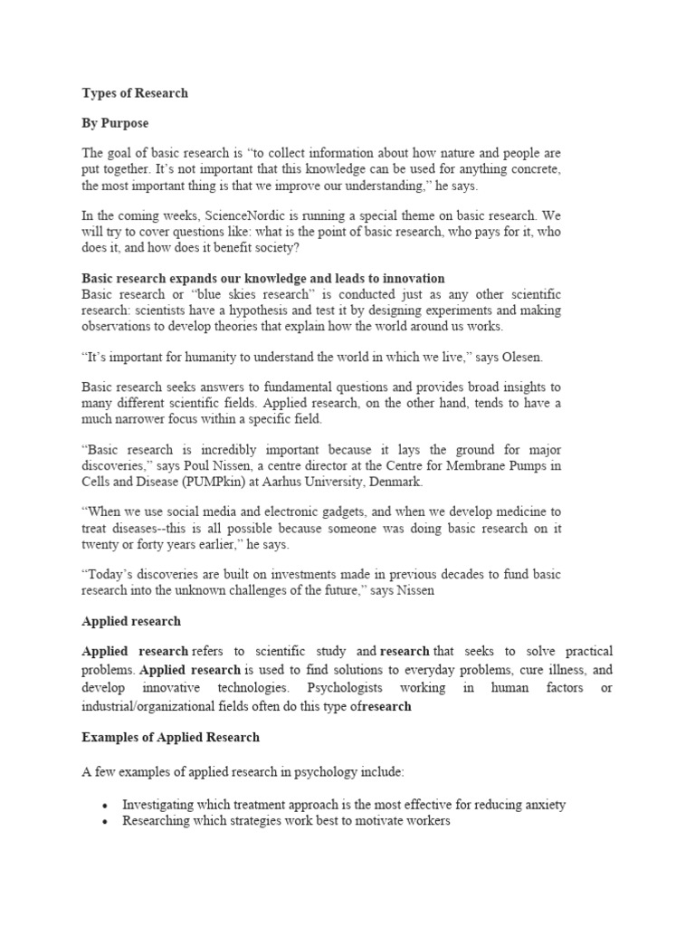 Understanding Basic and Applied Research | PDF | Experiment | Basic ...