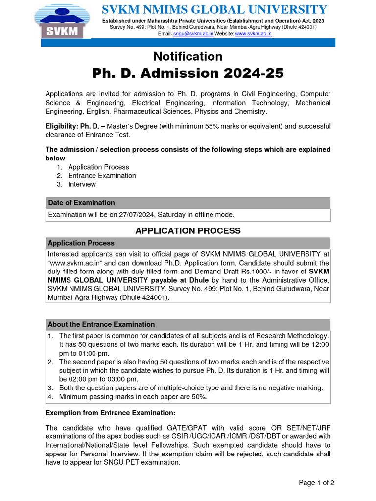 Ph.D. Notification | PDF | Doctor Of Philosophy | Qualifications