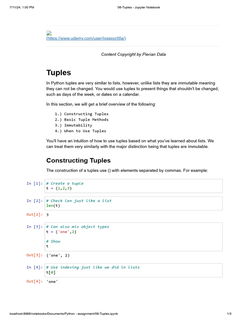 06-Tuples - Jupyter Notebook | PDF | Programming Paradigms | Software Engineering