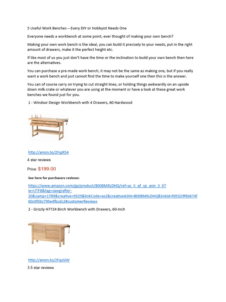 5 Useful Work Benches | PDF