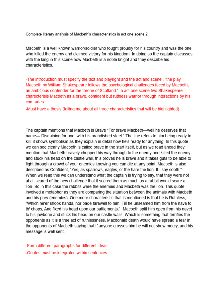 (Reviewed in Class) English Assignment 2 | PDF | Macbeth