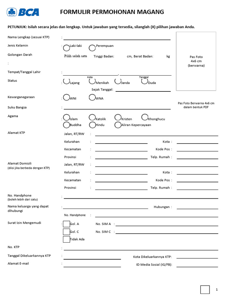 Formulir Permohonan Magang (Fillable Form) (1) (1) | PDF