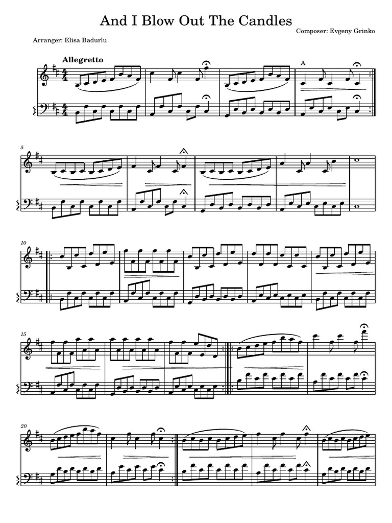 And I Blew Out The Candles Evgeny Grinko by Elisa Badurlu | PDF