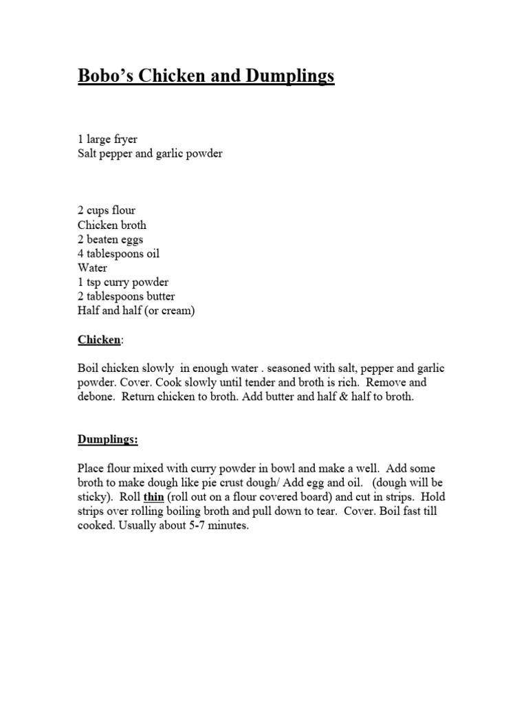 Bobos Chicken and Dumplings | PDF | Wellness | Technology & Engineering
