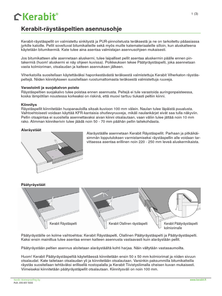 Räystäspeltien Asennusohje 2018 | PDF