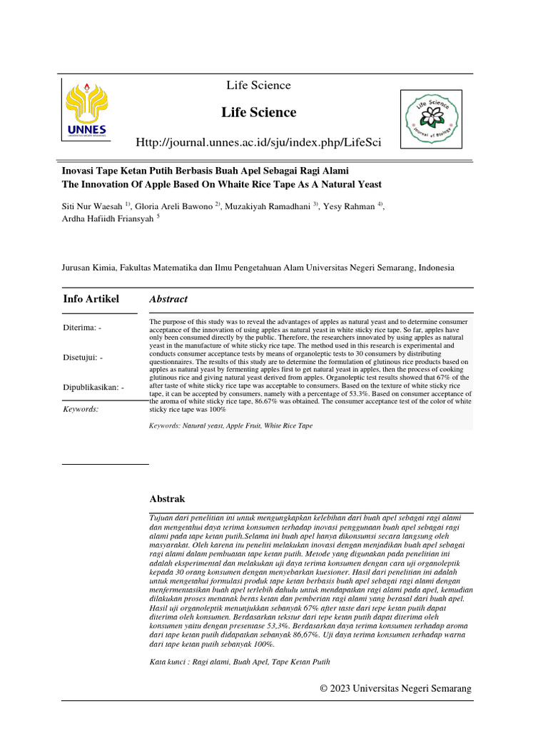 Artikel Kelompok 2 - Inovasi Tape Ketan Putih Berbasis Buah Apel ...