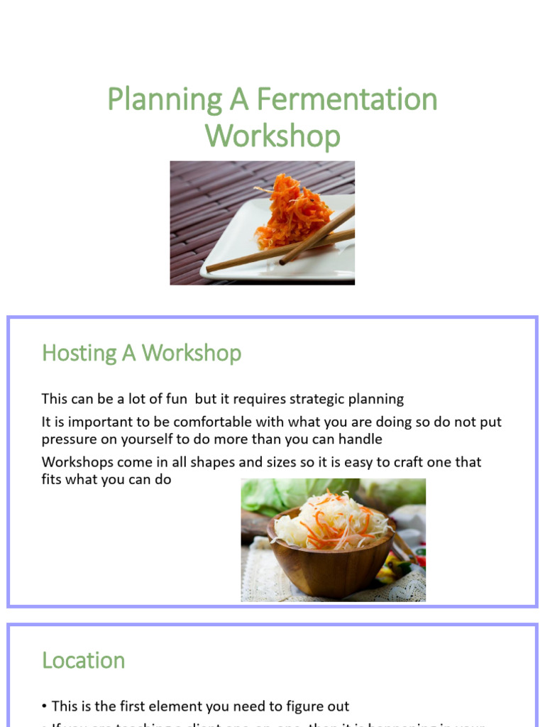 Planning A Fermentation Workshop | PDF | Kitchen | Fee