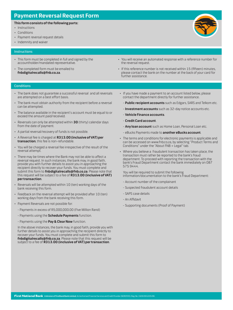 Payment Reversal Request Guide | PDF | Indemnity | Banks