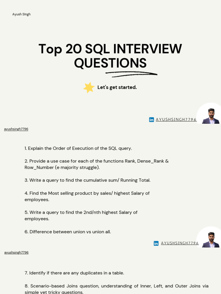 Top 20 Sql Q Pdf Computer Data Information Retrieval