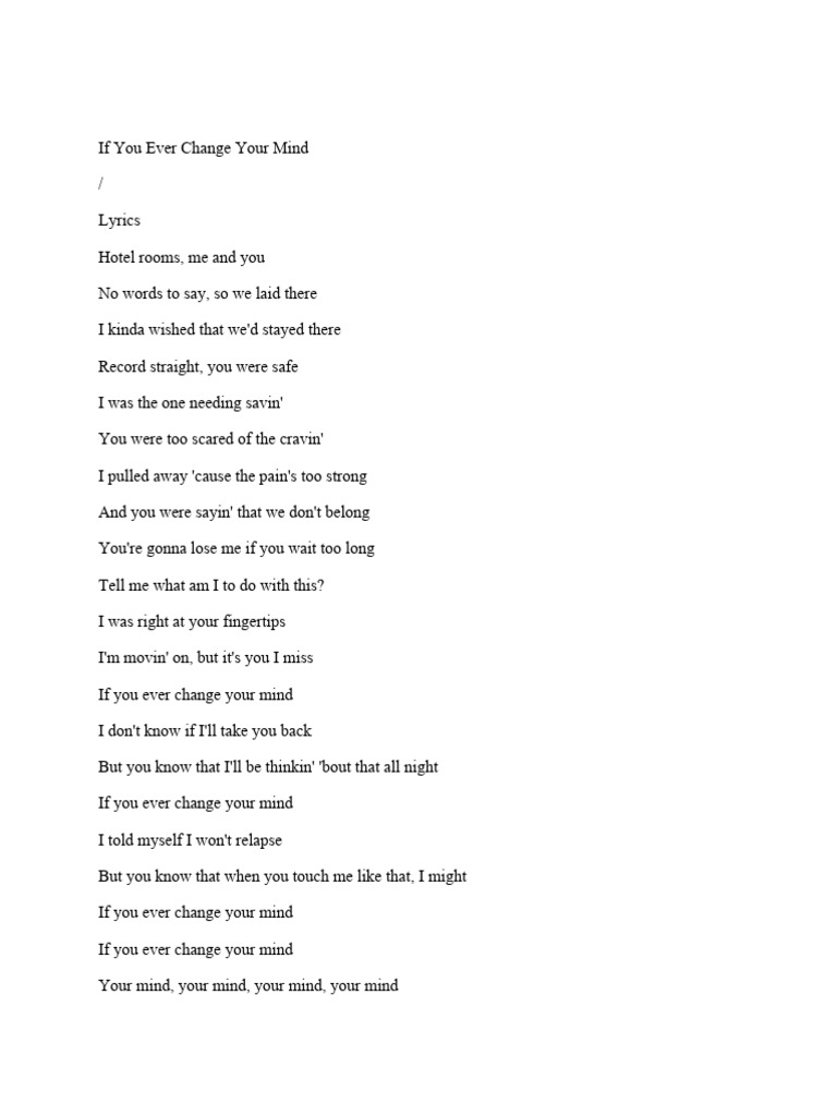 If You Ever Change Your Mind | PDF