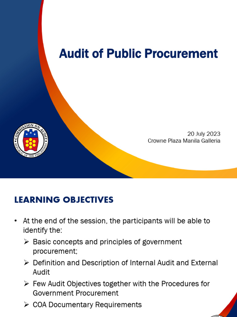 Audit of Public Procurement | PDF | Internal Control | Audit
