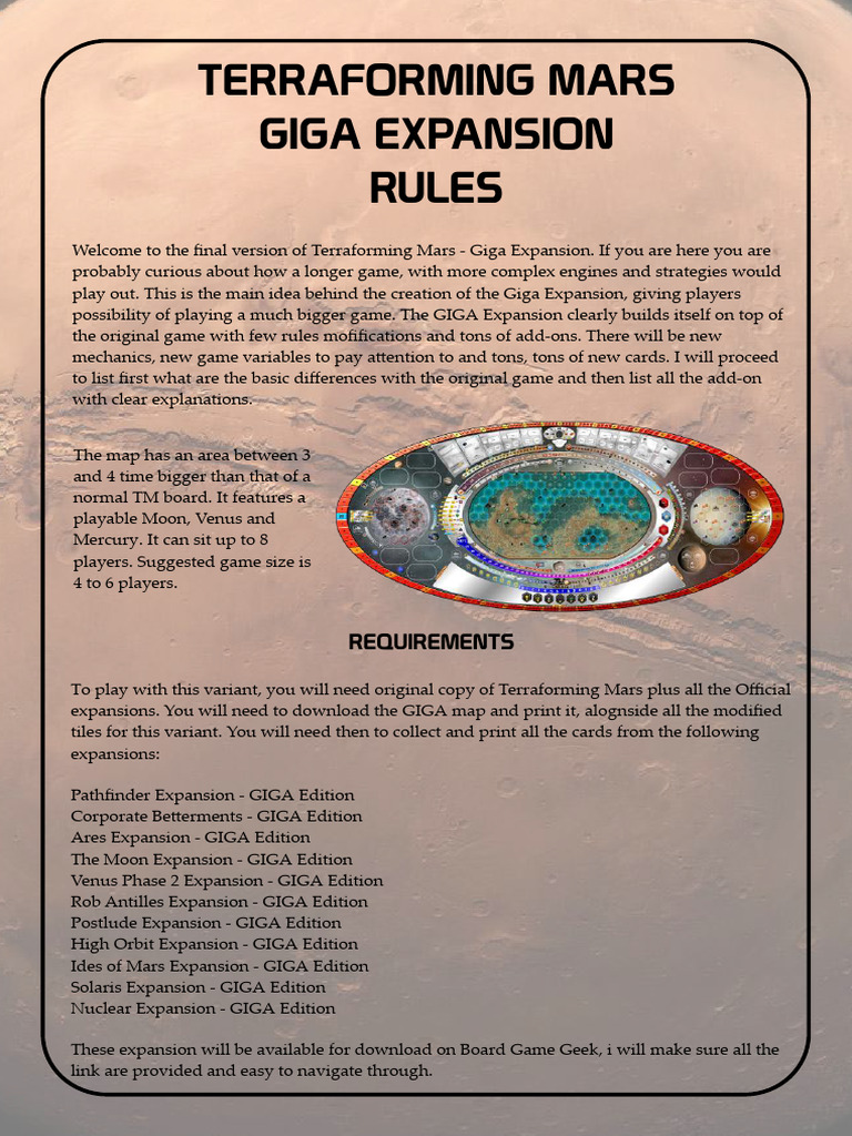 GIGA Rules | PDF | Moon | Space Colonization