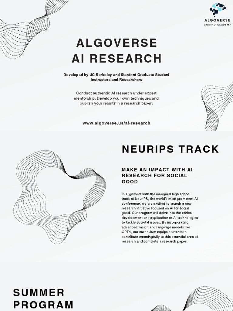 Algoverse AI Research Brochure - NeurIPS Track | PDF | Artificial Intelligence | Intelligence ...