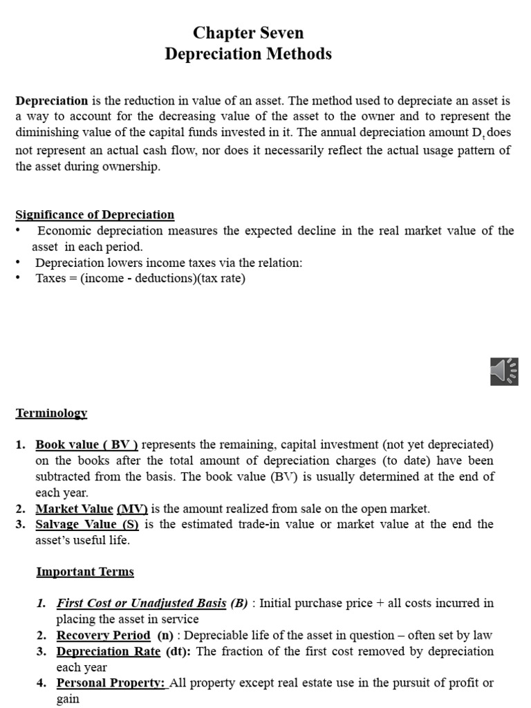 Ch7 Depreciation Methods | PDF | Depreciation | Book Value