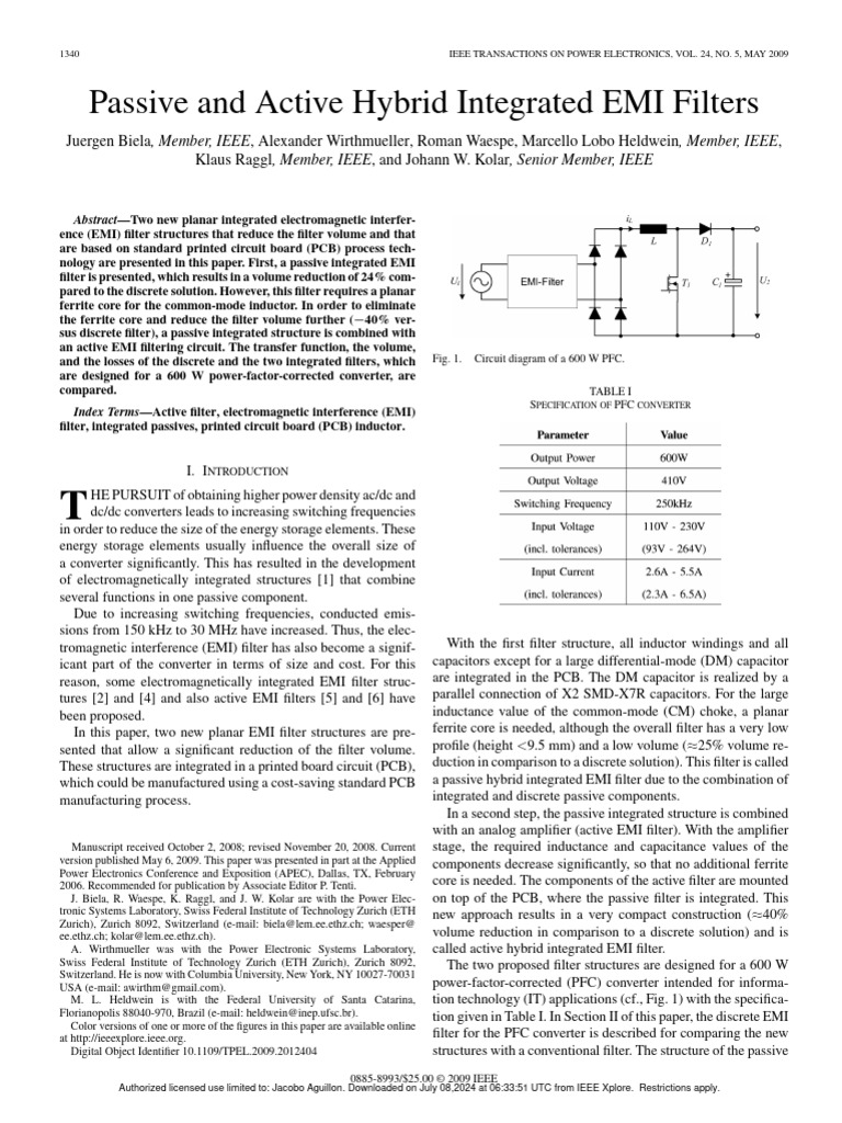 Passive and Active Hybrid Integrated EMI Filters | PDF | Electronic ...