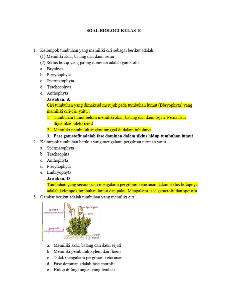 Soal Biologi Kelas 10 | PDF | Kesehatan Holistik | Sains & Matematika