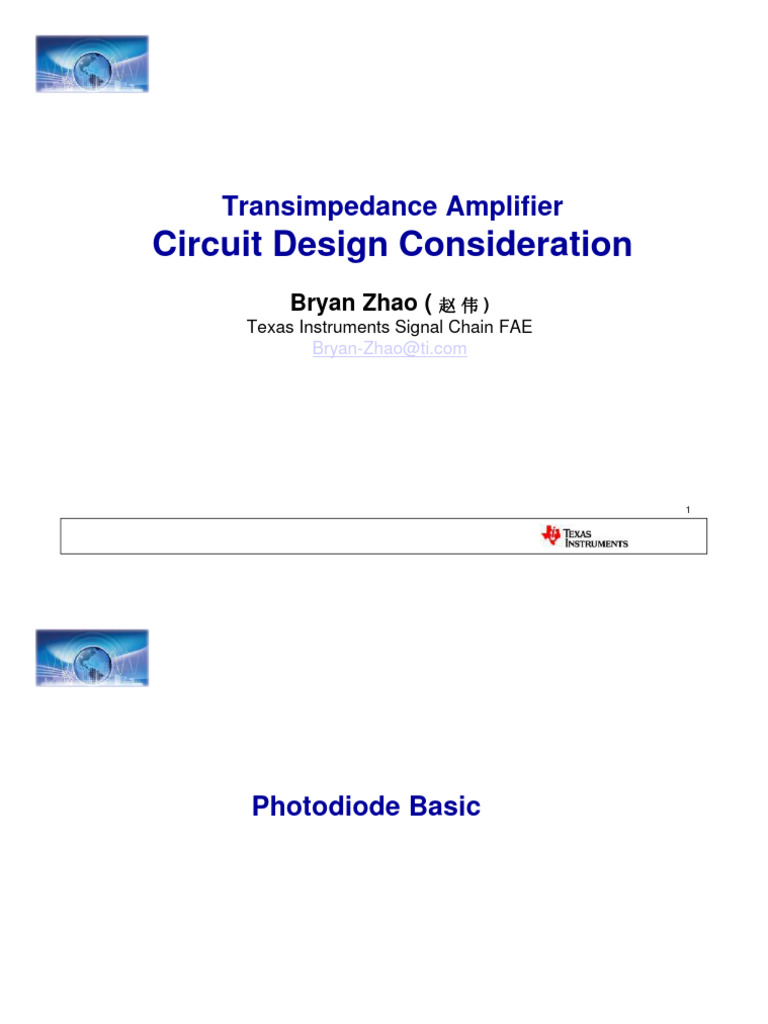 Transimpedance Circuit Design Considerations - TI - Precsion Amps | PDF | Operational Amplifier ...