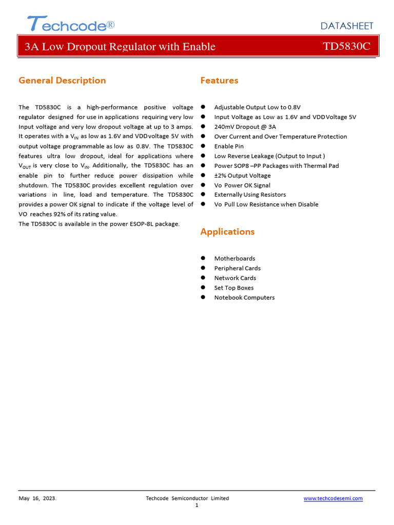 Techcode Semicon 2308291457 Techcode Semicon td5830c c7545732 | PDF ...