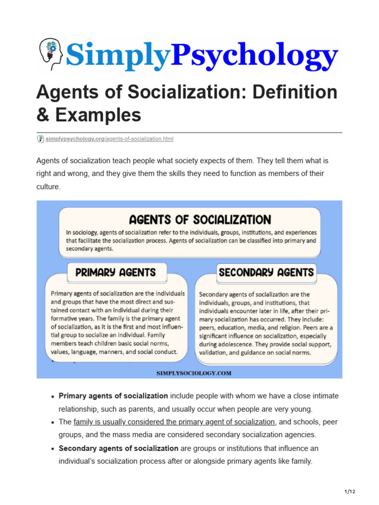 Agents of Socialization Definition Amp Examples | PDF | Socialization ...