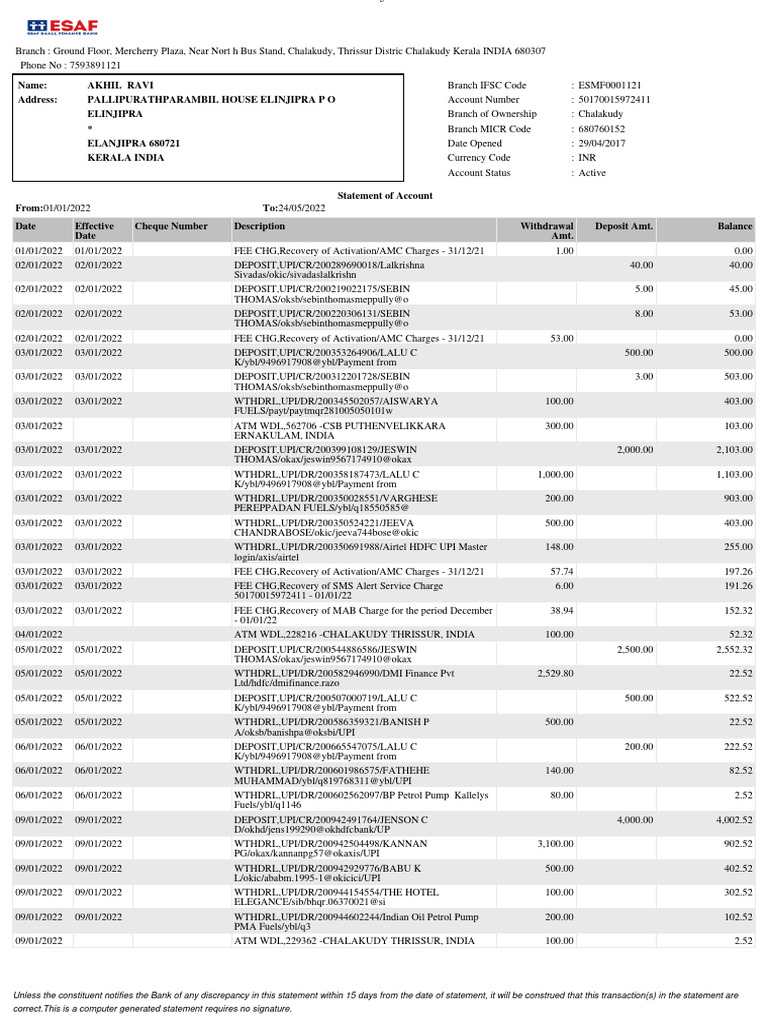 Esaf Statement | PDF | Service Industries | Payments