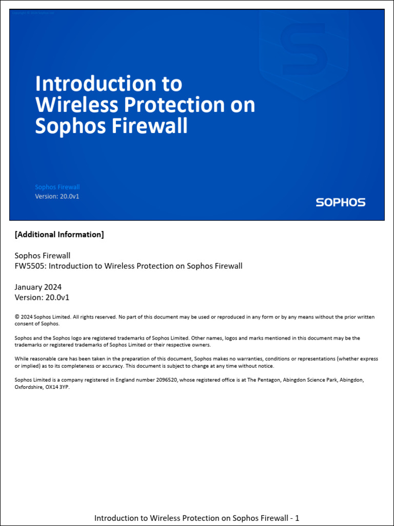 FW5505 20.0v1 Introduction To Wireless Protection On Sophos Firewall | PDF | Computer Network ...