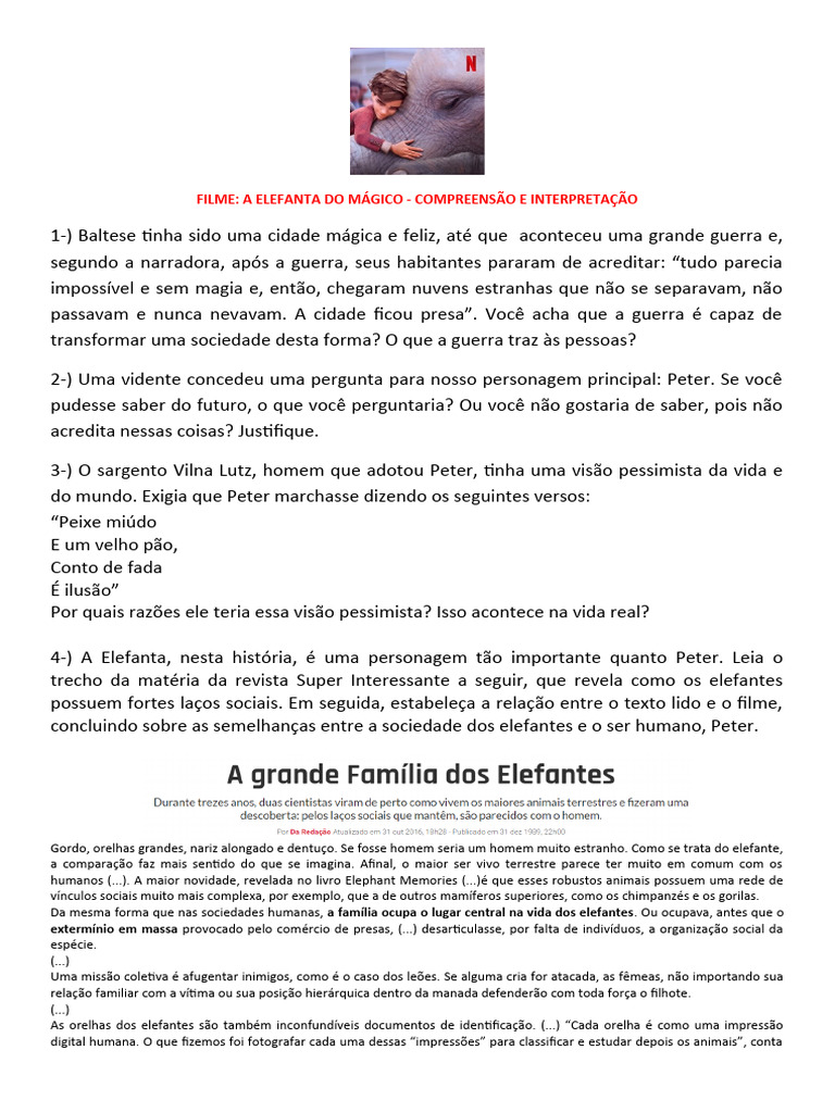 A Elefanta do Mágico: Análise e Reflexões | PDF | Elefante | Pessimismo