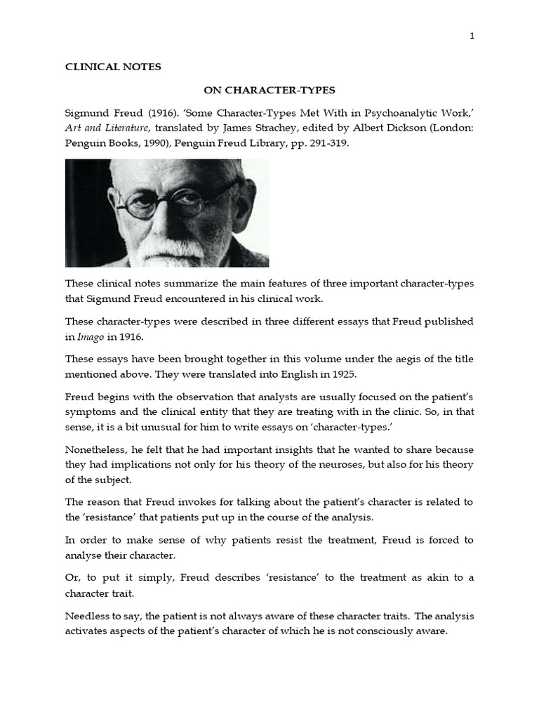 Freud's Analysis of Character Types | PDF | Sigmund Freud | Psychoanalysis