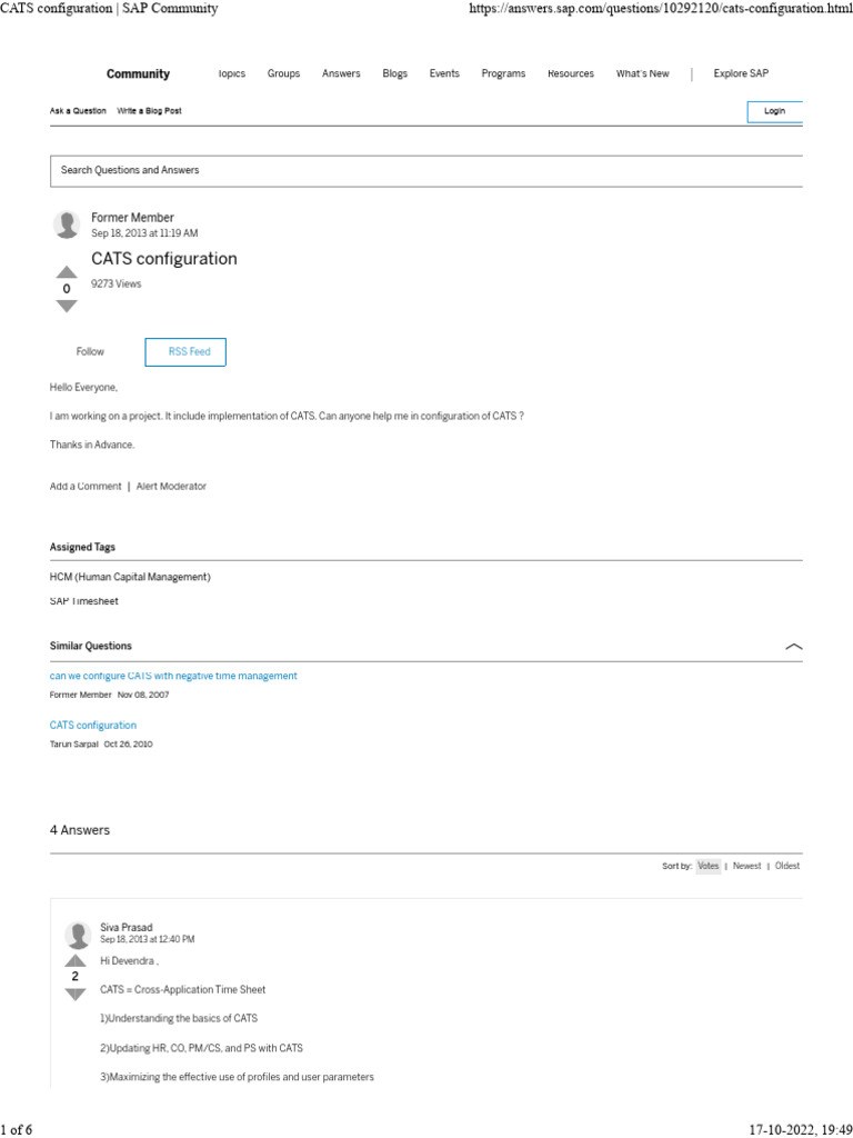 CATS Configuration SAP Community | PDF | Information Technology | Software