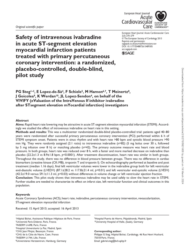 Safety of intravenous ivabradine in acute ST-segment elevation ...