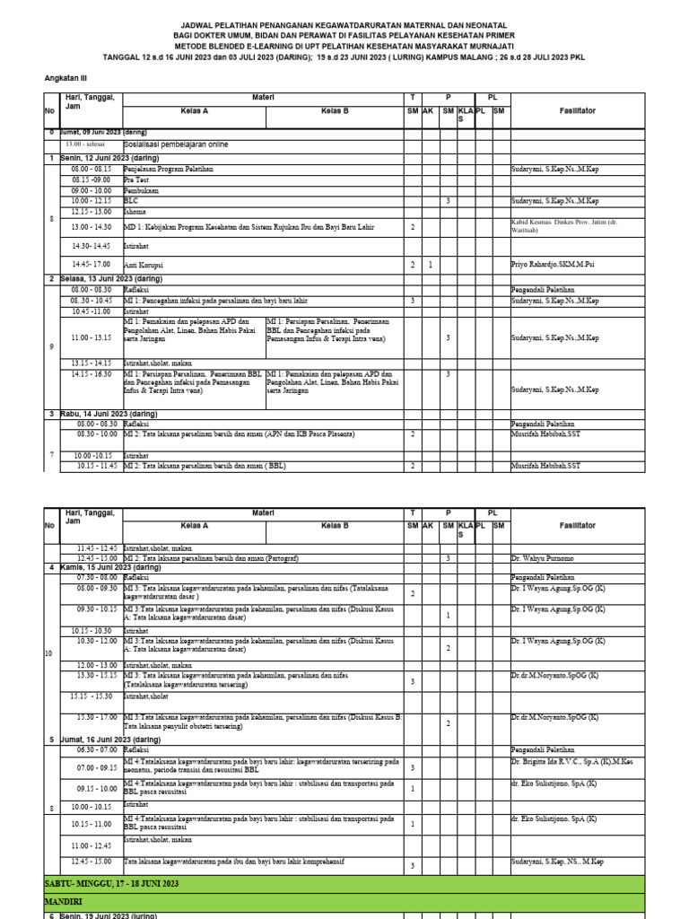 Jadwal PKMN Angkatan 3 TGL 12 Juni S.D 03 Juli 2023 | PDF | Pengembangan Diri | Sains & Matematika