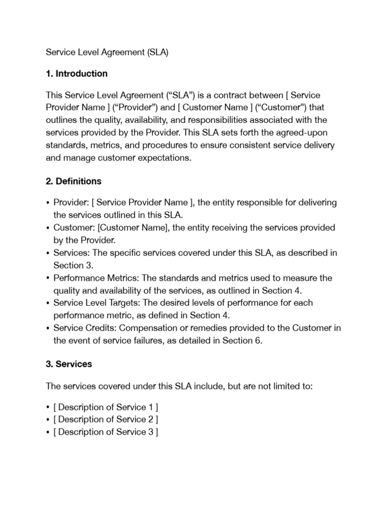SLA | PDF | Service Level Agreement | Business Law