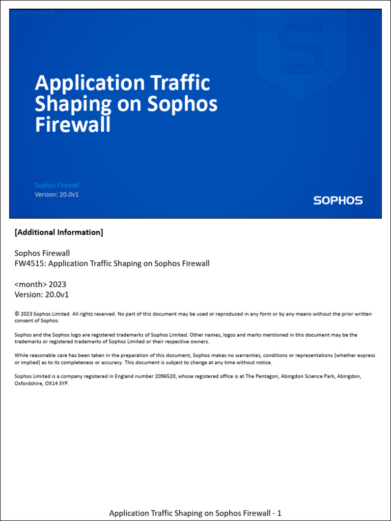 FW4515 20.0v1 Application Traffic Shaping On Sophos Firewall | PDF | Firewall (Computing ...