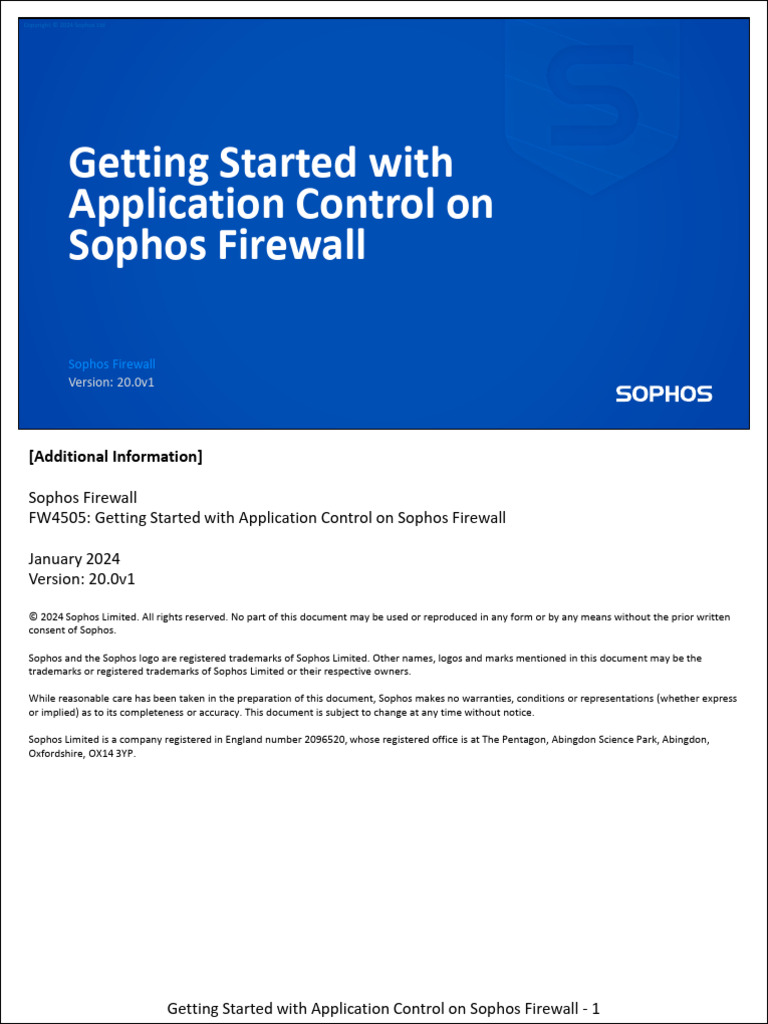 FW4505 20.0v1 Getting Started With Application Control On Sophos ... FW4505 20.0v1 Getting Started With Application Control On Sophos ...
