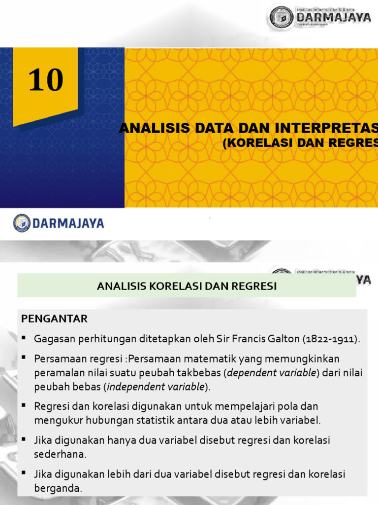 Pertemuan 10 Analisis Data Dan Interpretasi Korelasi Dan Regresi | PDF