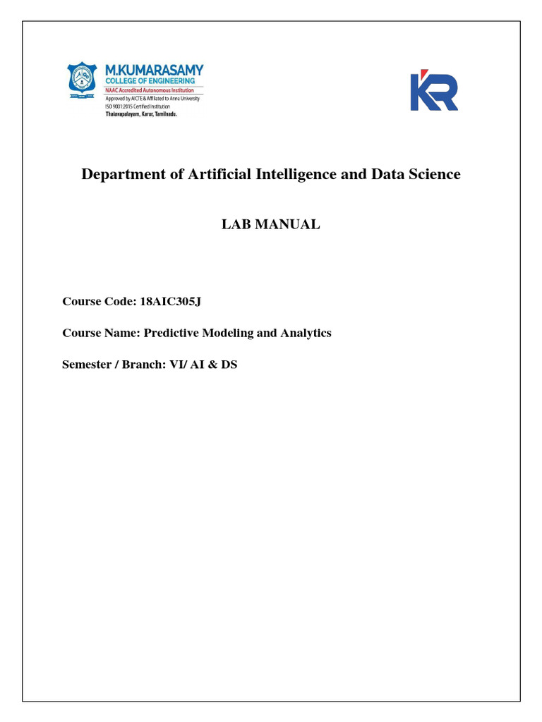Telecom Data Analytics Lab Manual | PDF | Logistic Regression | Regression Analysis