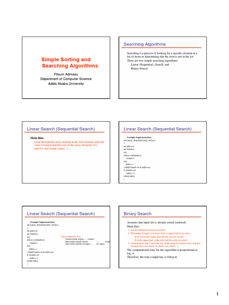 Lect 4 Sorting and Searching Algorithm | PDF | Computer Programming ... Lect 4 Sorting and Searching Algorithm | PDF | Computer Programming ...
