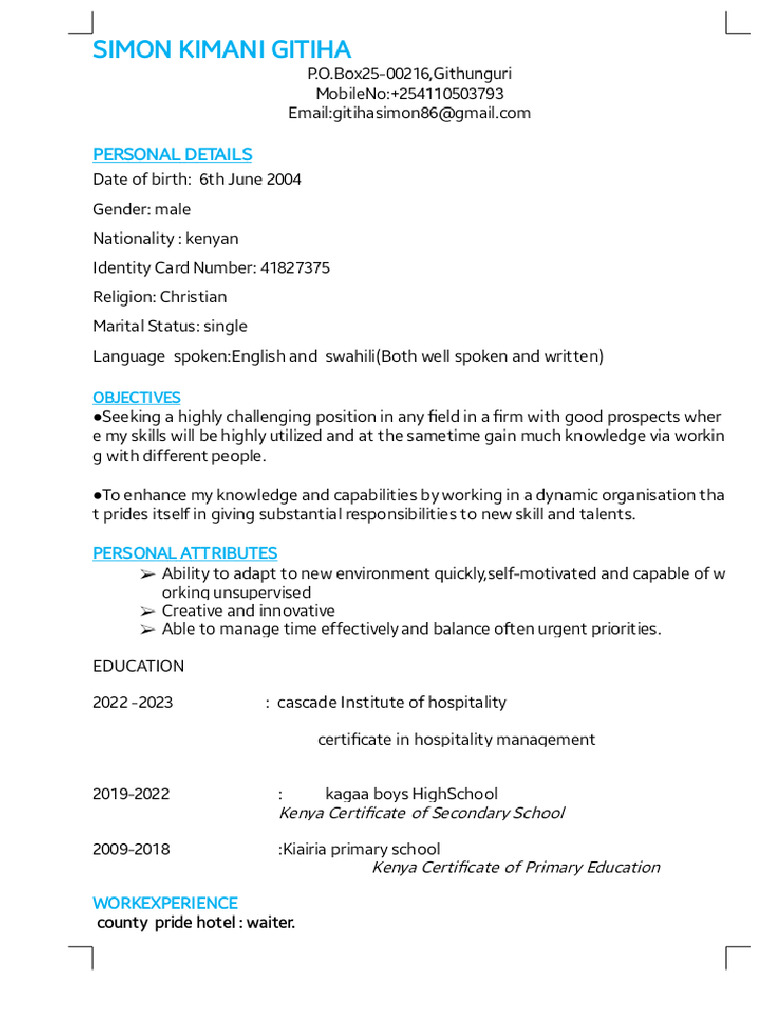 Simon Gitiha's CV - Phoenix | PDF