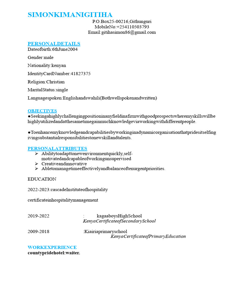 Simon Gitiha's CV | PDF