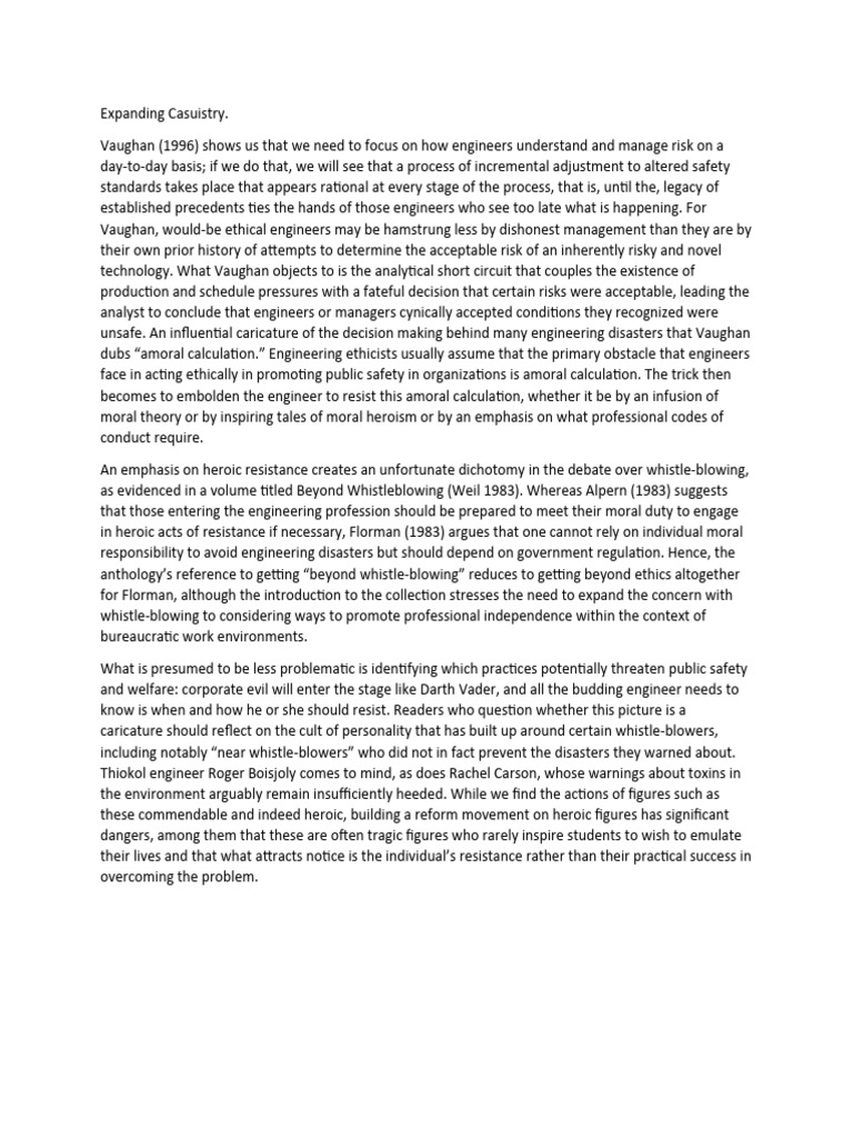 Expanding Casuistry | PDF | Risk | Engineer