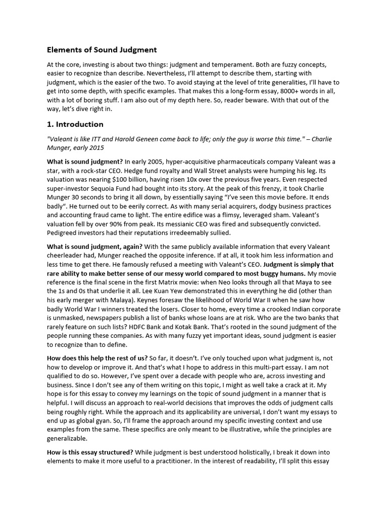 Elements of Sound Judgement- Sridharan Anand | PDF | Ankle | Valuation ...