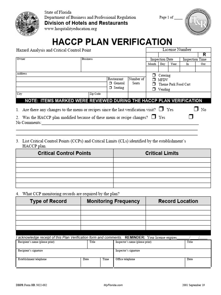 Haccp Plan Verification | PDF | Hazard Analysis And Critical Control Points