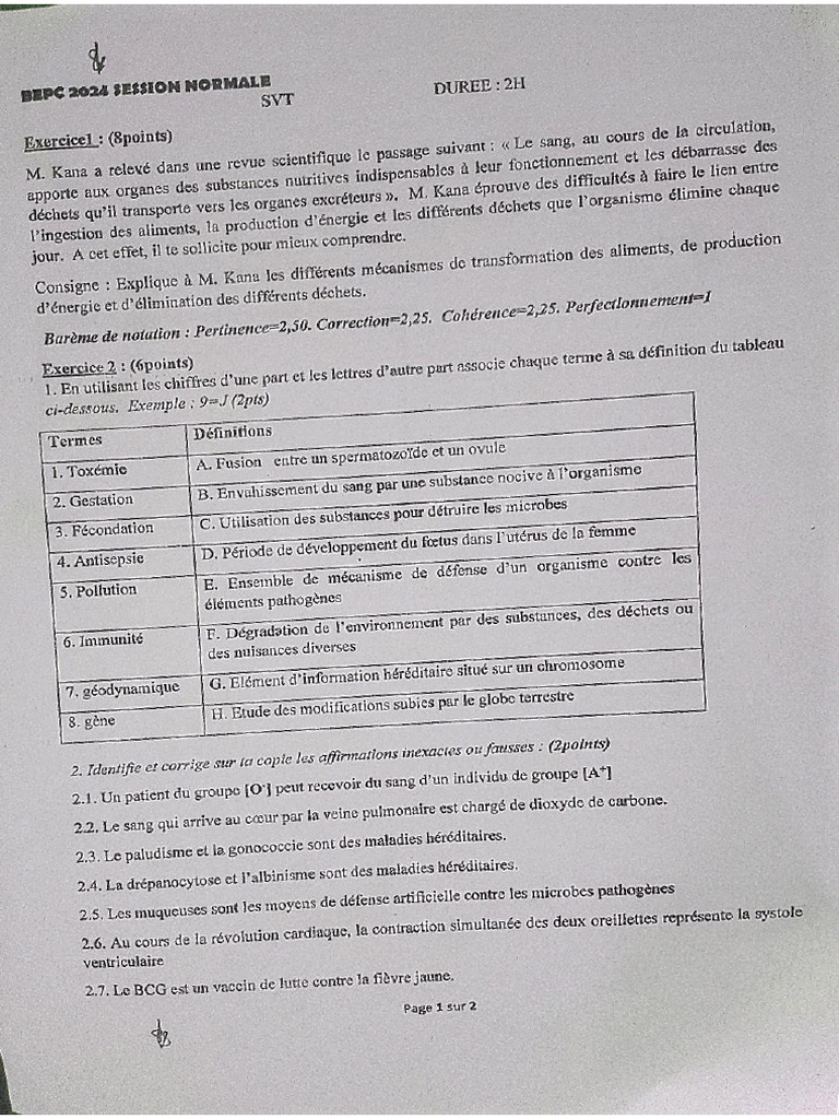 Toutes Les Épreuves Du Bepc 2024 | PDF