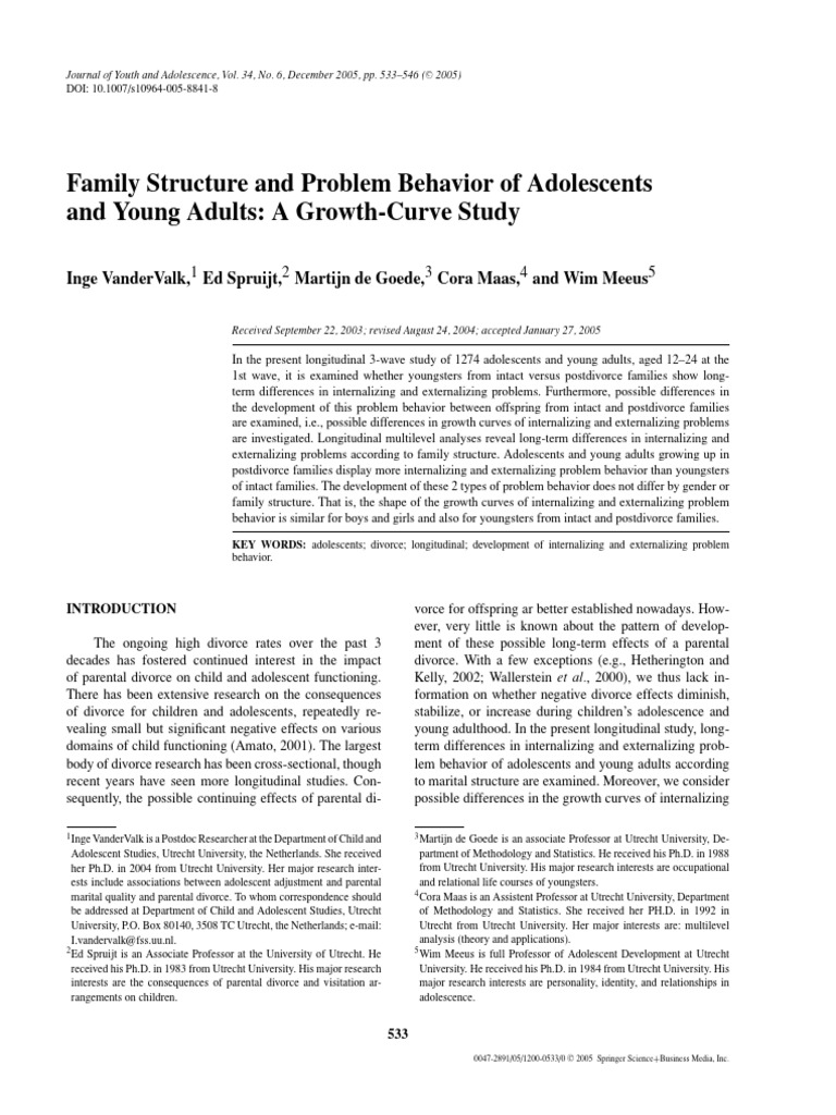 Family Structure and Problem B | PDF | Adolescence | Divorce