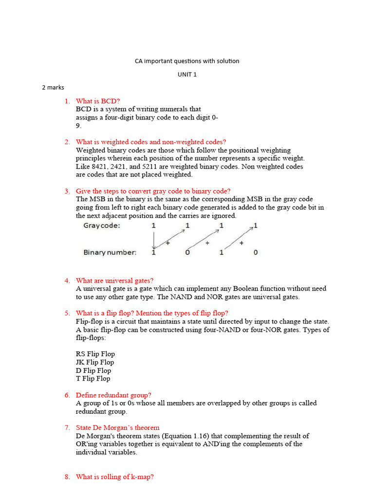 CA Important Questions With Solution (AutoRecovered) | PDF | Computer Data Storage | Central ...