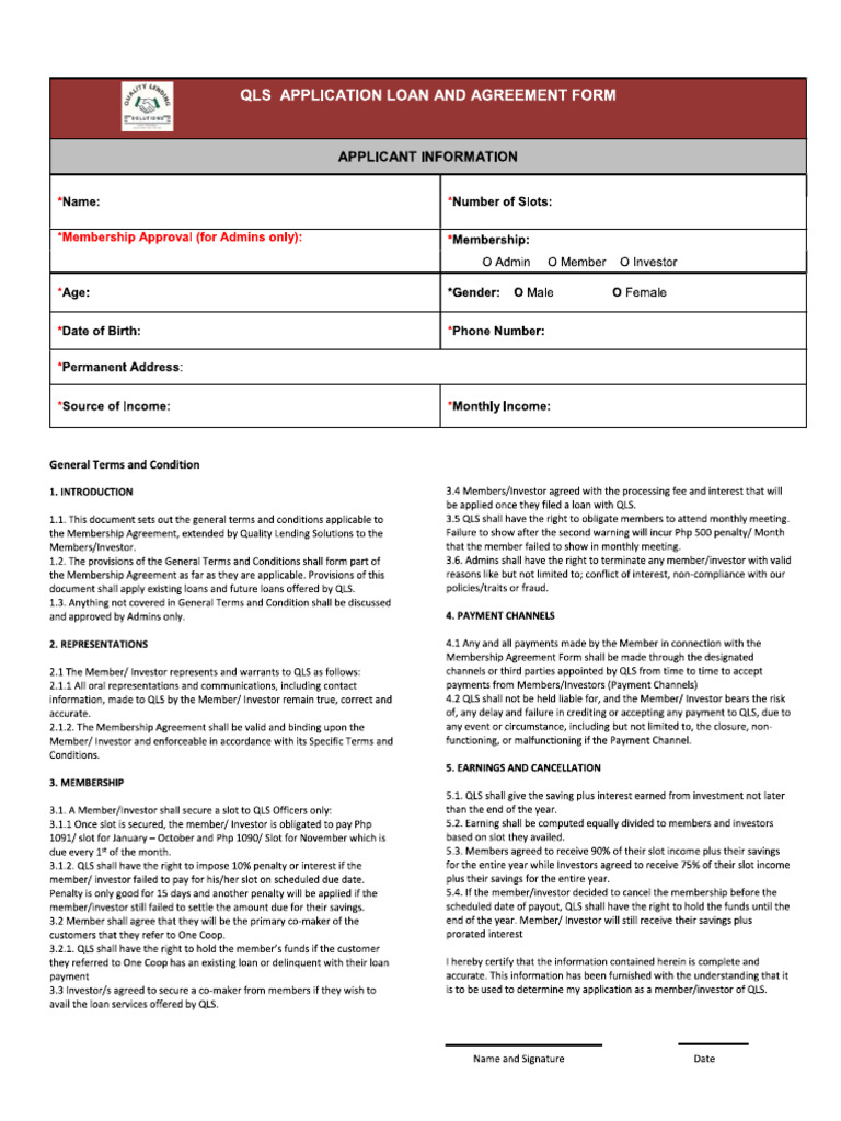 Sample Loan Application Form | PDF