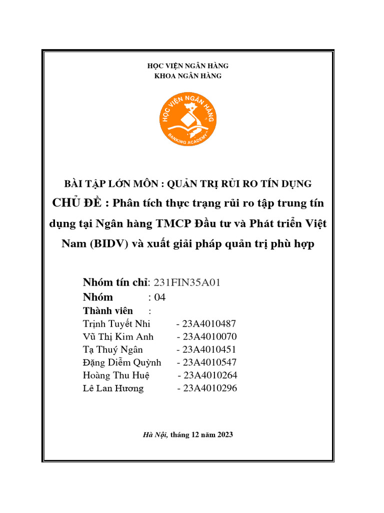 BTL QTRR - Nhóm 4 - BIDV | PDF